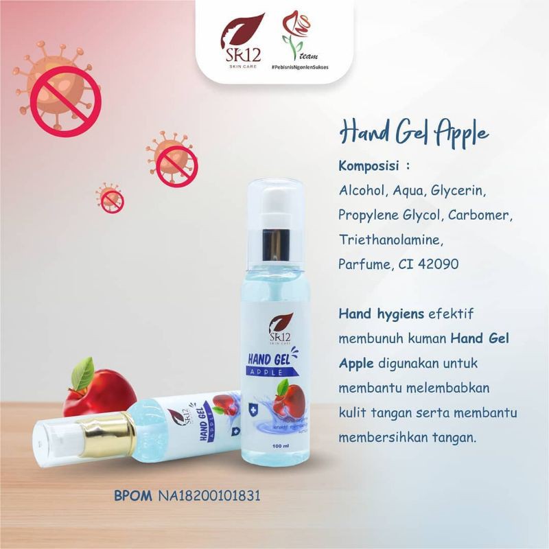 Jual SR12 Hand Gel Apel 60ml Aroma Apel Tersedia Kemasan Botol Ulir ...
