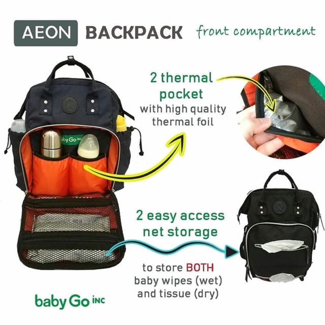 Jual Baby Go Inc Aeon Backpack / BabyGo Diaper Bag / Babygoinc Tas Bayi ...
