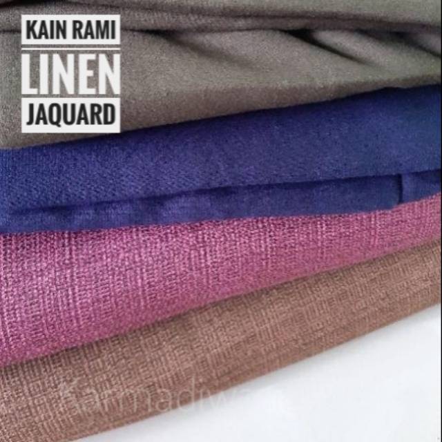 Jual bahan kain rami linen jaquard polos fashion muslim gamis wanita ...
