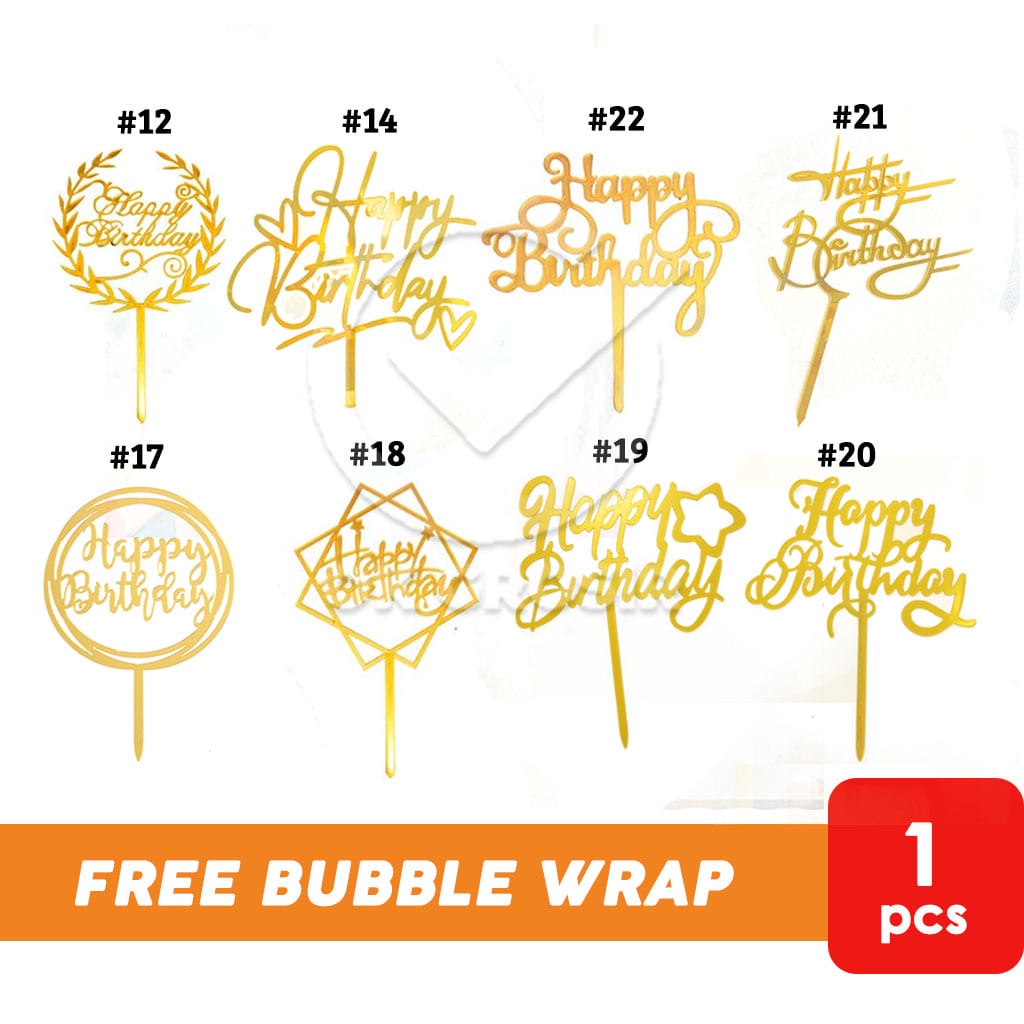 Jual Cake Topper HBD Happy Birthday Acrylic (1 Pcs) | Shopee Indonesia