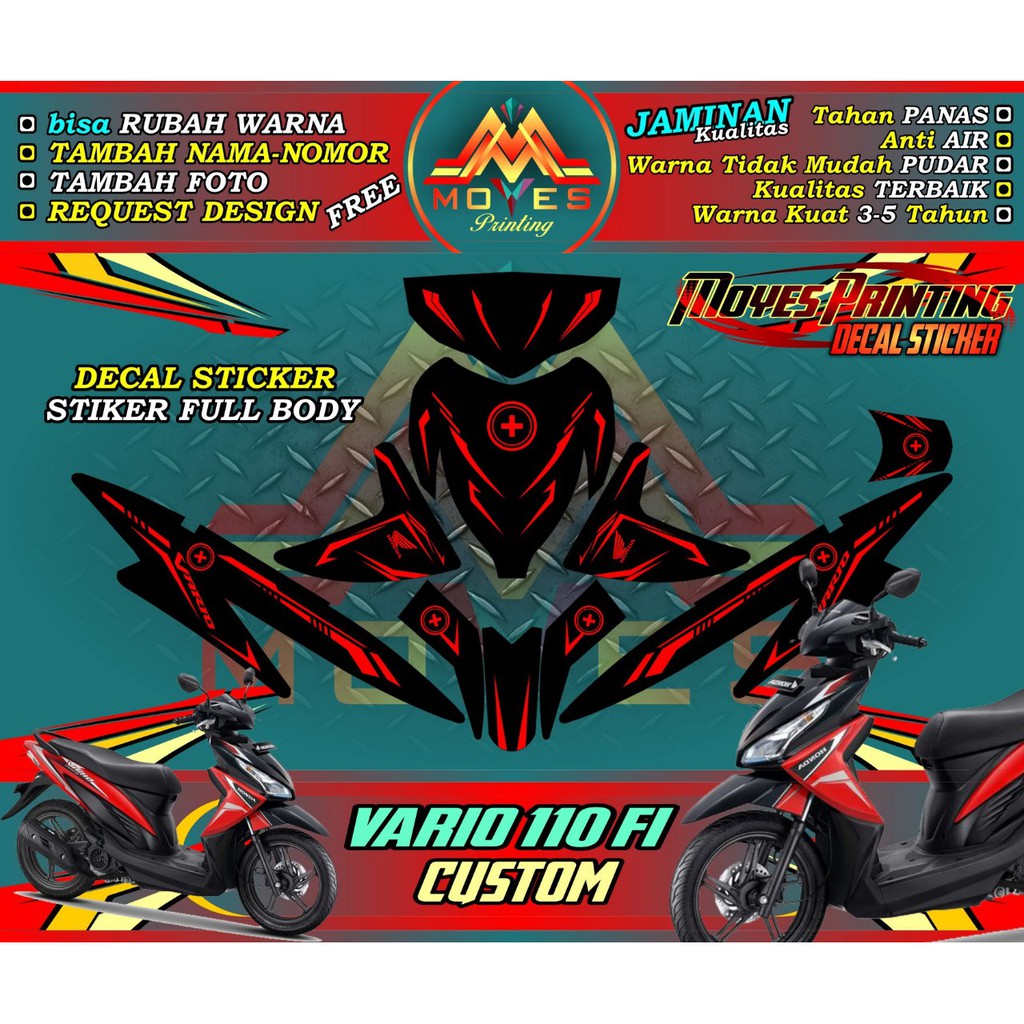 Jual Decal Sticker Motor Vario 110 F1 Motif Custom Pola Keren Elegan ...