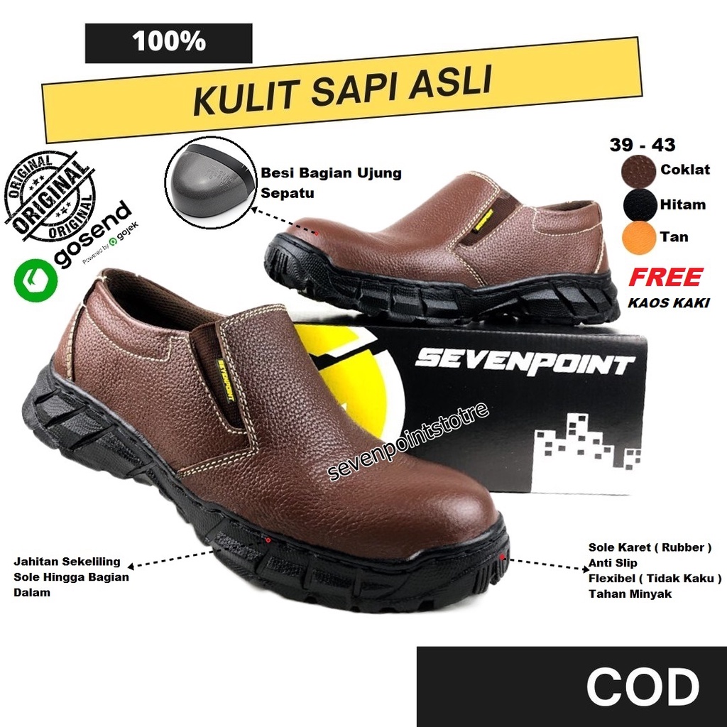 Jual Sepatu Safety Slip On Kulit Sapi Asli Original Septi Shoes Pria ...