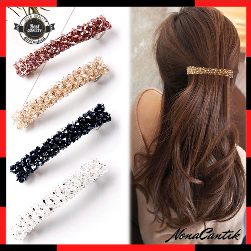 Jual Jepit Rambut Barrette Kristal 9cm Jepit Otomatis Rhinestone Korea ...