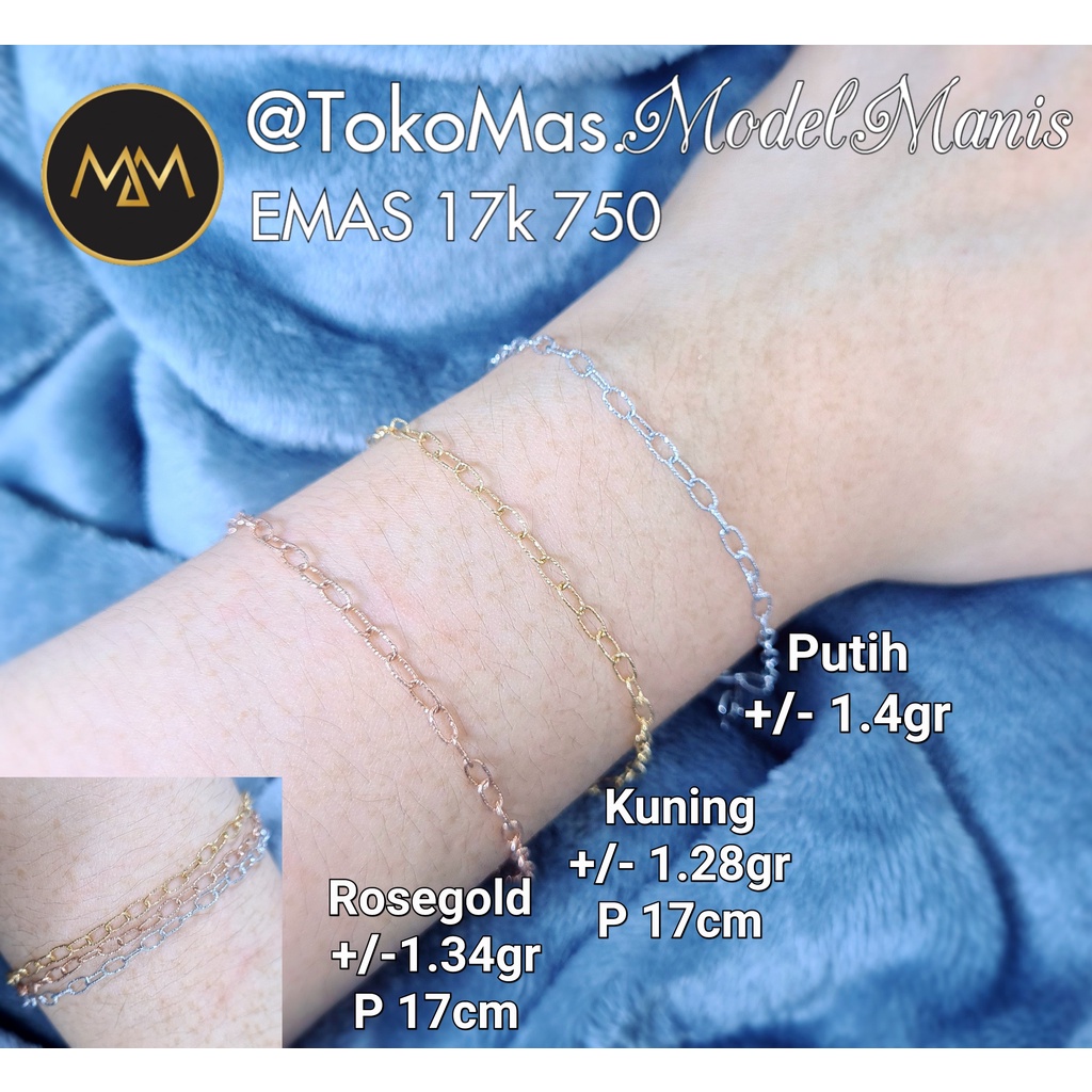 Jual Gelang Rantai ukir emas putih kuning rosegold 700/750 kadar 16k ...