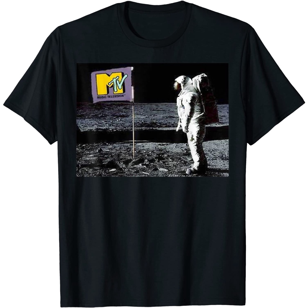 Jual MTV Man On The Moon Logo Flag Graphic T-Shirt | Shopee Indonesia