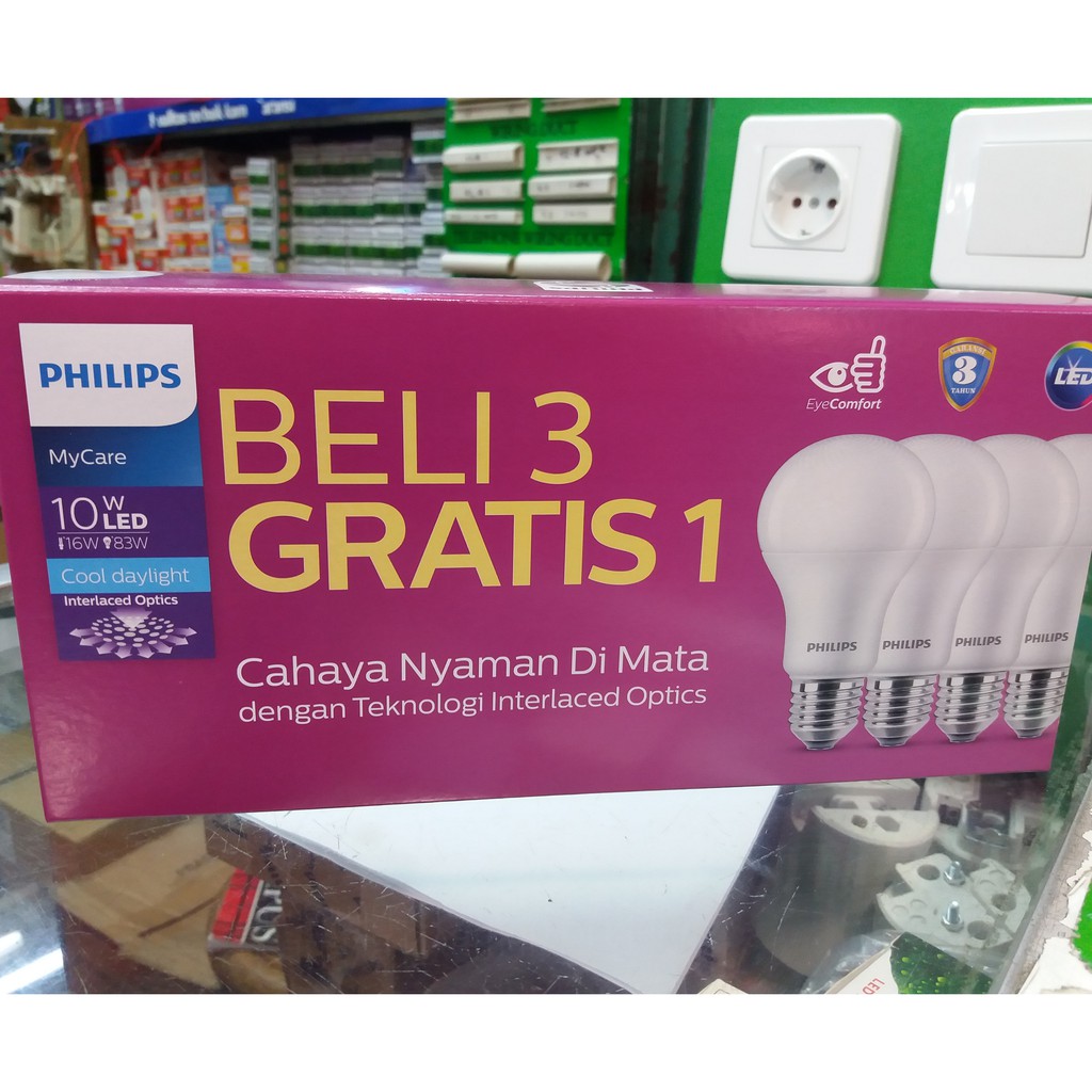 Jual Philips MultiPack MyCare PAKET Led Bulb 10Watt Putih isi 4pcs ...