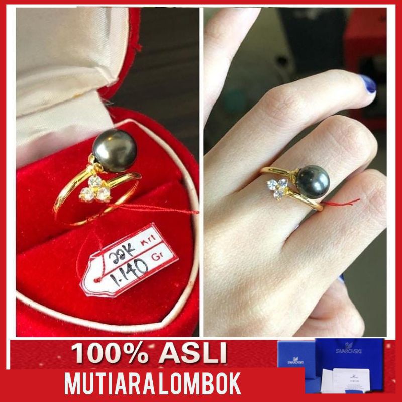 Jual cincin emas 22 karat kadar 91.6% mutiara laut asli mutiara lombok ...