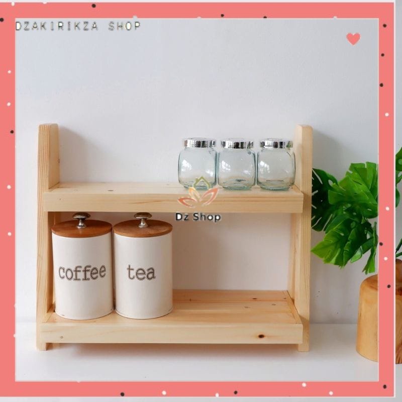 Jual Rak Kayu Serbaguna Tempat Bumbu Susun Botol Rak Toples Mini Rak ...