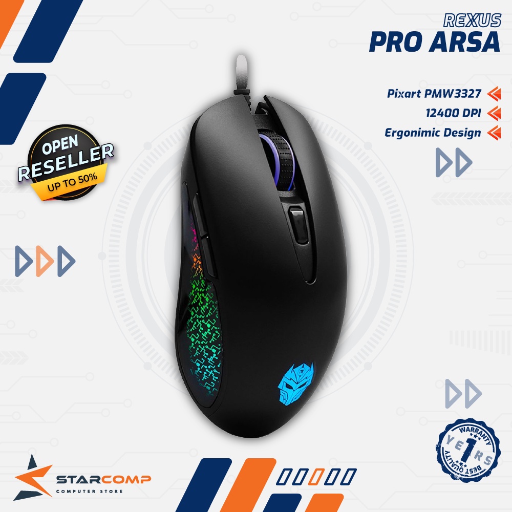 Jual Rexus Mouse Gaming Arsa 12400 DPI | Shopee Indonesia