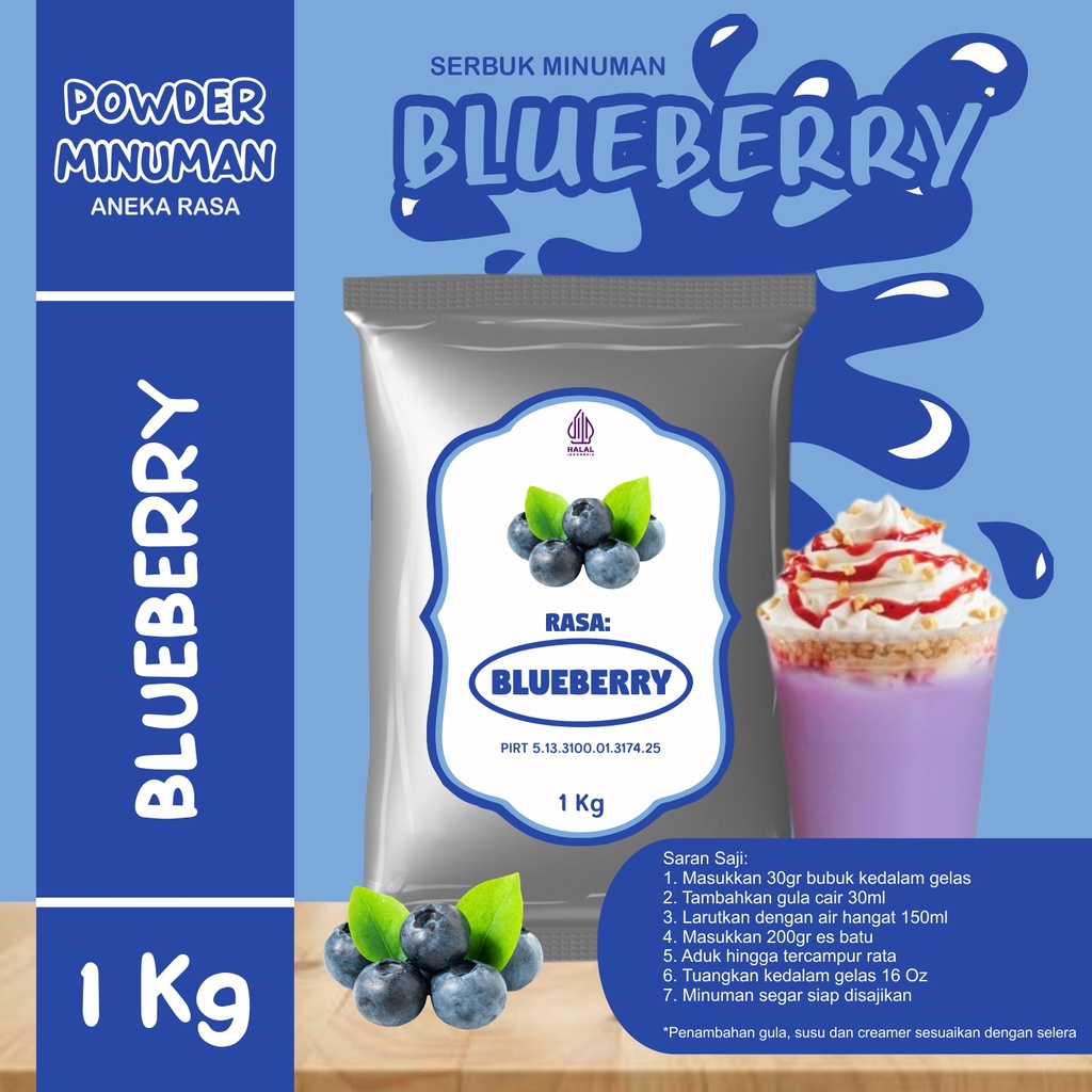 Jual Bubuk Serbuk Minuman 1kg Rasa Bluebery Bubuk Minuman Kekinian ...