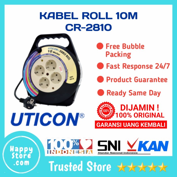 Jual UTICON KABEL ROLL 10 METER CR-2810 NEW ! (KABEL 3x1mm) NEW ...