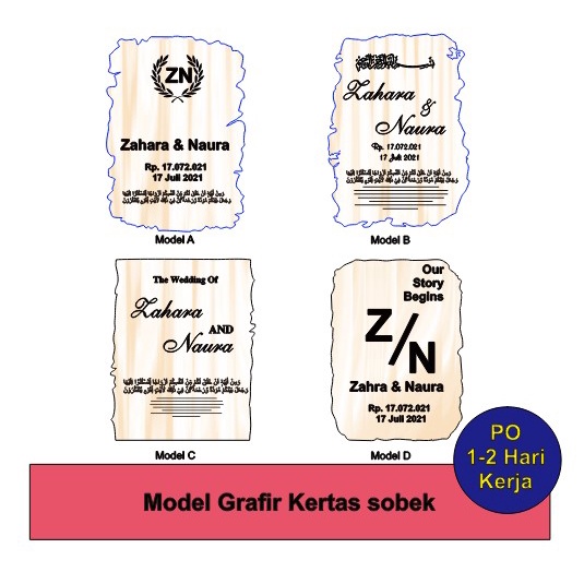 Jual Grafir Motif Kertas Sobek Kayu Plywood I MDF dekorasi Mahar ...