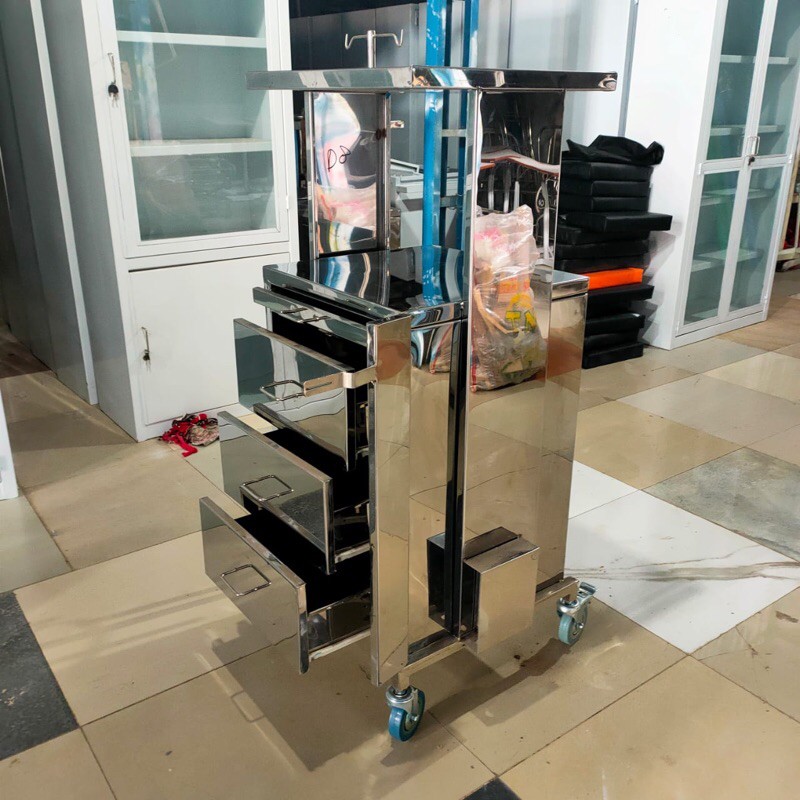 Jual Trolley Emergency Stainless Medis | Troli Emergenci Rumah Sakit | Shopee Indonesia