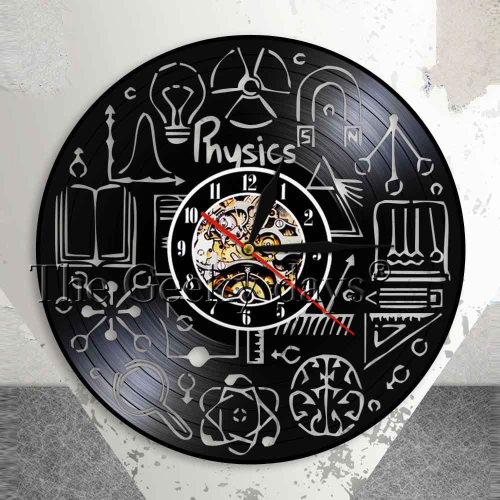 Jual Physics Vinyl Record Wall Clock Study Theme Classroom Physics ...