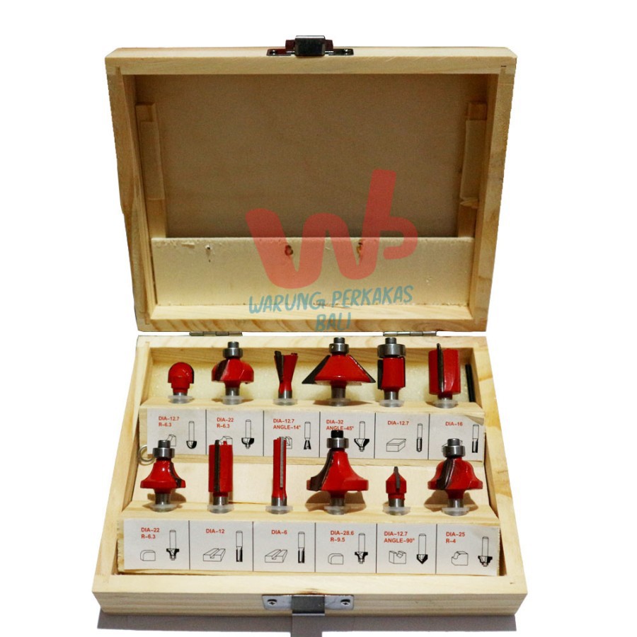 Jual MAILTANK Router Bit Set 12pc 1/4 - Mata Pisau Profil Router 1/4 ...