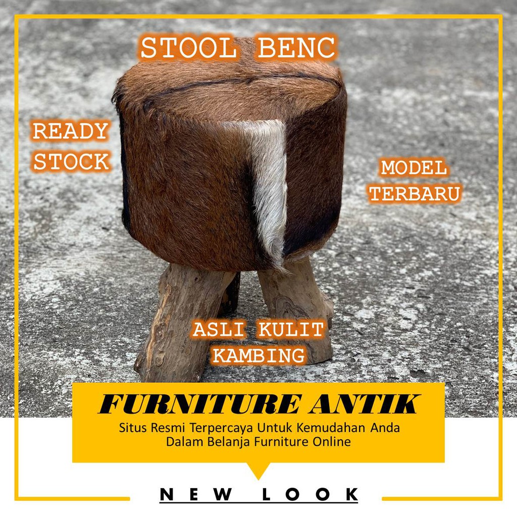 Jual Stool Sofa Bulat Bahan Kayu Kombinasi Kulit Asli Domba | Kursi ...