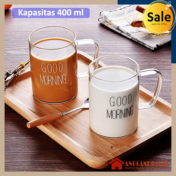 Jual Mug Kopi Gelas Besar Gelas Es Good Morning 400ml | Shopee Indonesia