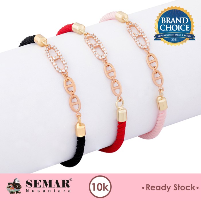 Jual Gelang Emas Tali Zora Rose Gold 10K Semar Nusantara - Merah ...