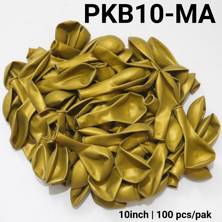 Jual PKB10-MA Balon latex 10 inch 1 pak isi 100 metalik tebal gold emas ...