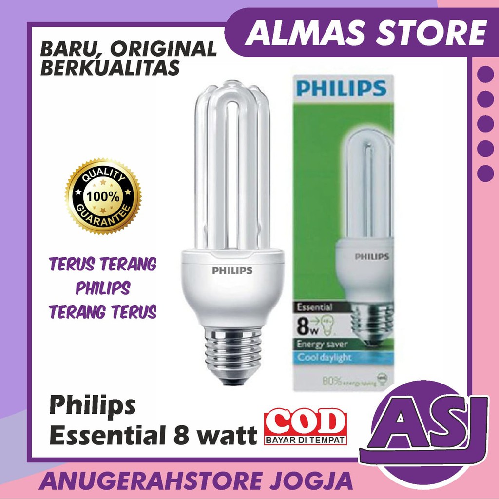 Jual Lampu Philips Philip Essential 8W 8 W 8 Watt 8Watt Nyala Putih ...