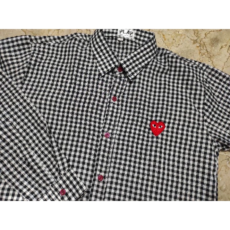 Jual Kemeja CDG PLAY Kotak Heart Hati Shirts Basic Polos Unisex ...