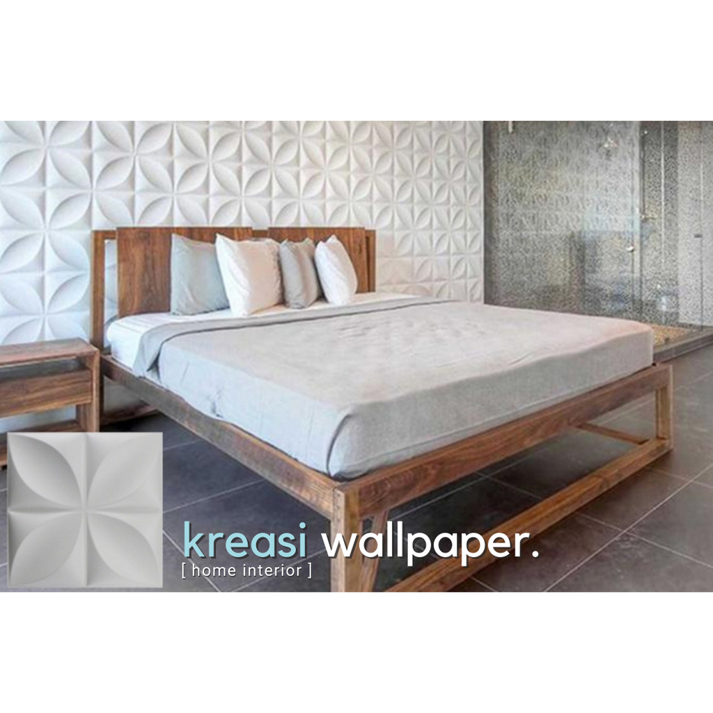Jual Wall Panel Wallpaper Dinding 3D Premium Timbul Putih PVC Grosir ...