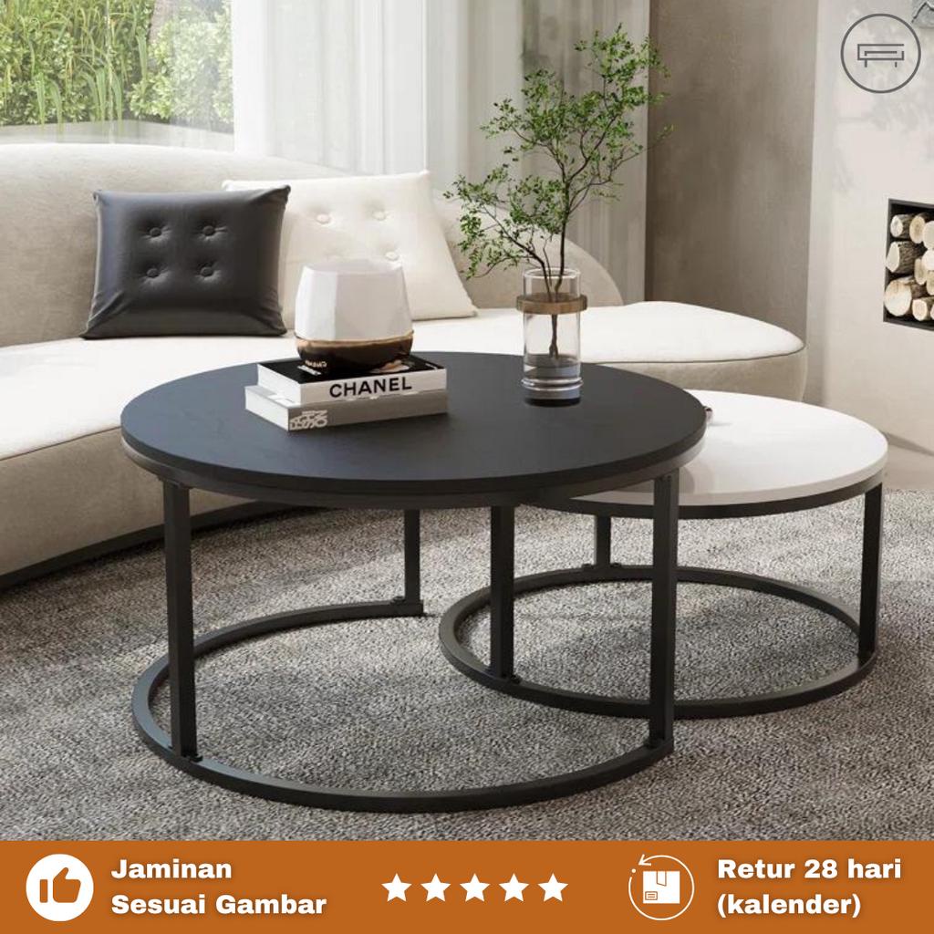 Jual Coffee Table Ruang Tamu - Meja Kopi Minimalis Modern Besi dan Kayu ...