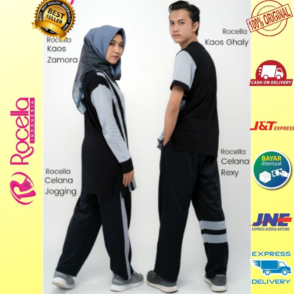 Jual Setelan Olahraga Pria & Wanita Hitam Abu | Shopee Indonesia