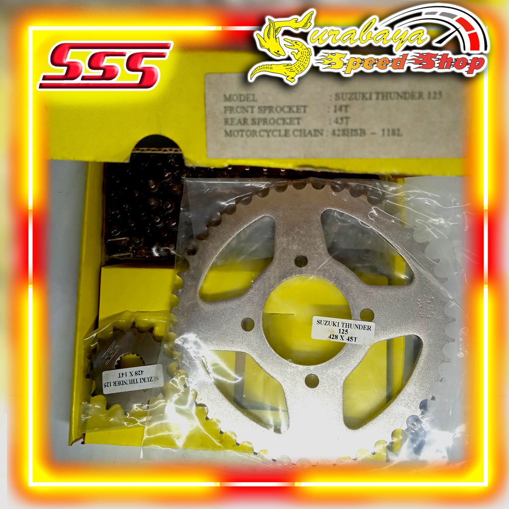 Jual SSS Chain Kit Gear Set Suzuki Thunder125 Lengkap Gear Depan ...