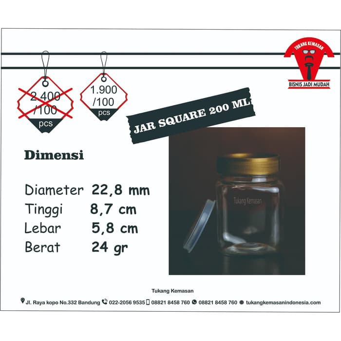 Jual Jar Square 200 ML/PET/Kemasan | Shopee Indonesia