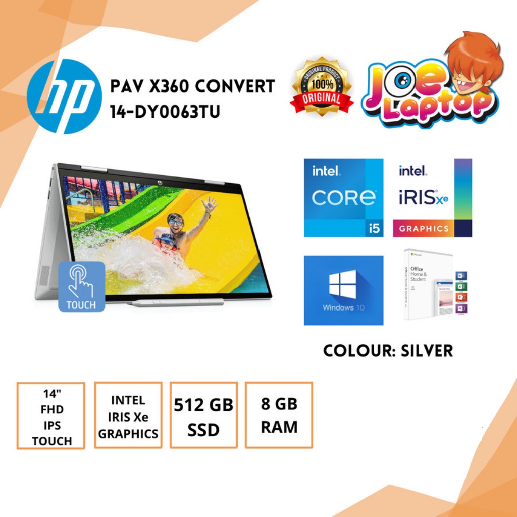 Jual HP Pav x360 Convert 14-DY0063TU Silver i5 1135G7 Win10|Win11 ...