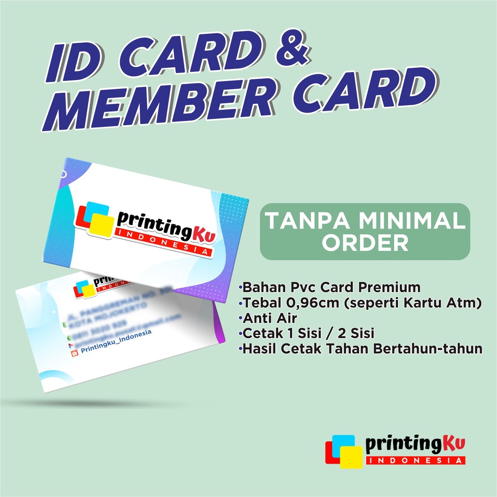 Jual ID CARD BAHAN PVC PREMIUM/KARTU MEMBER/KARTU ANGGOTA/TANPA MINIMAL ...