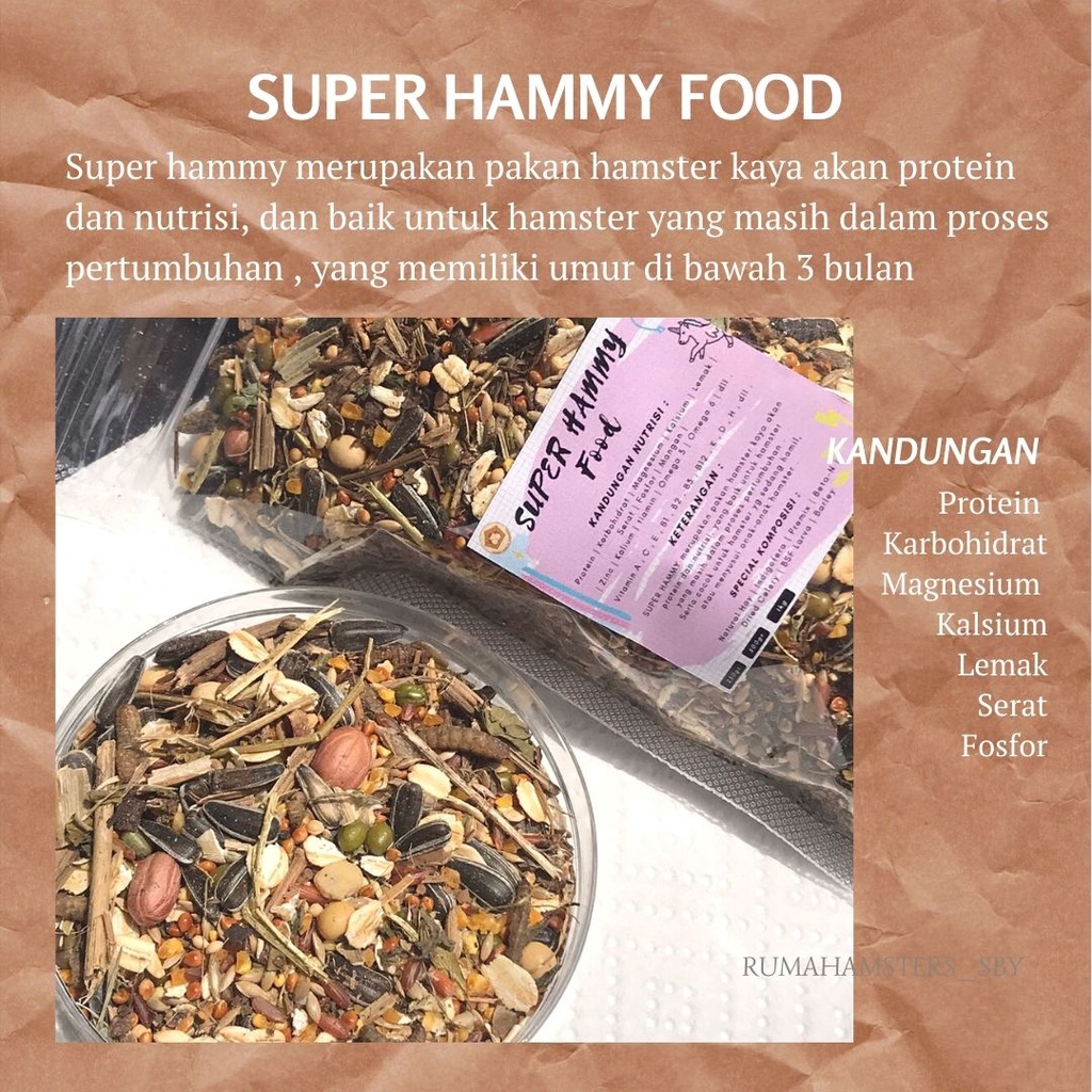 Jual SUPER HAMMY FOOD MAKANAN HAMSTER I WW I SYIRIAN I ROBOROVSKI I 3 ...