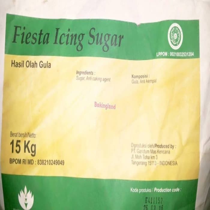 Jual Fiesta icing sugar 15kg bag / icing gula halus haan fiesta 15 kg ...