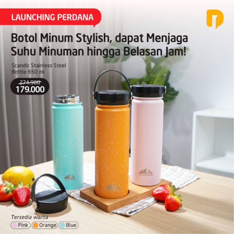 Jual Botol Minum Stainless Tumblr Tumbler Scandic Stainless Steel Bottle 650 ml | Shopee Indonesia