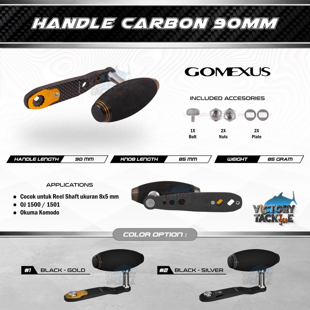 Jual REEL HANDLE KNOB GOMEXUS CARBON JIGGING HANDLE 90 MM | Shopee ...