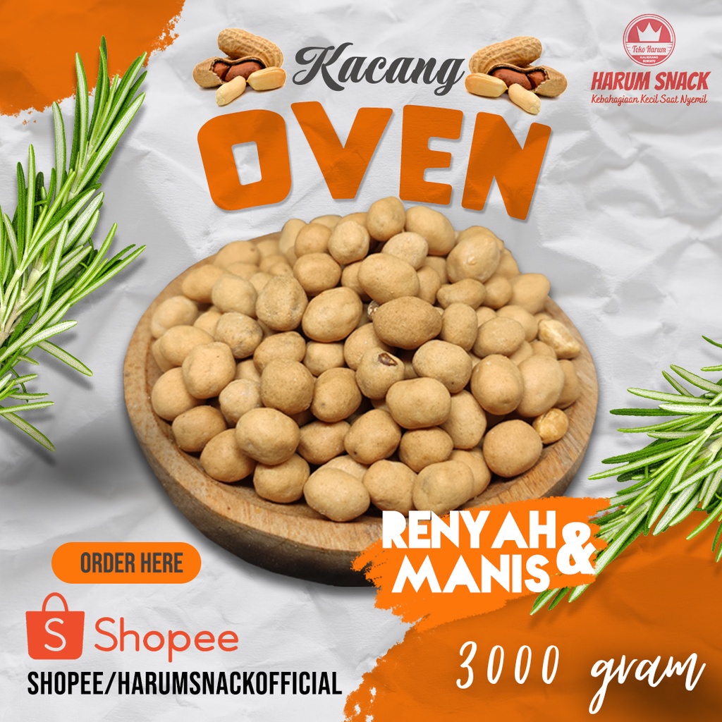 Jual KACANG OVEN 3000 Gram [Harum Snack Official] | Shopee Indonesia