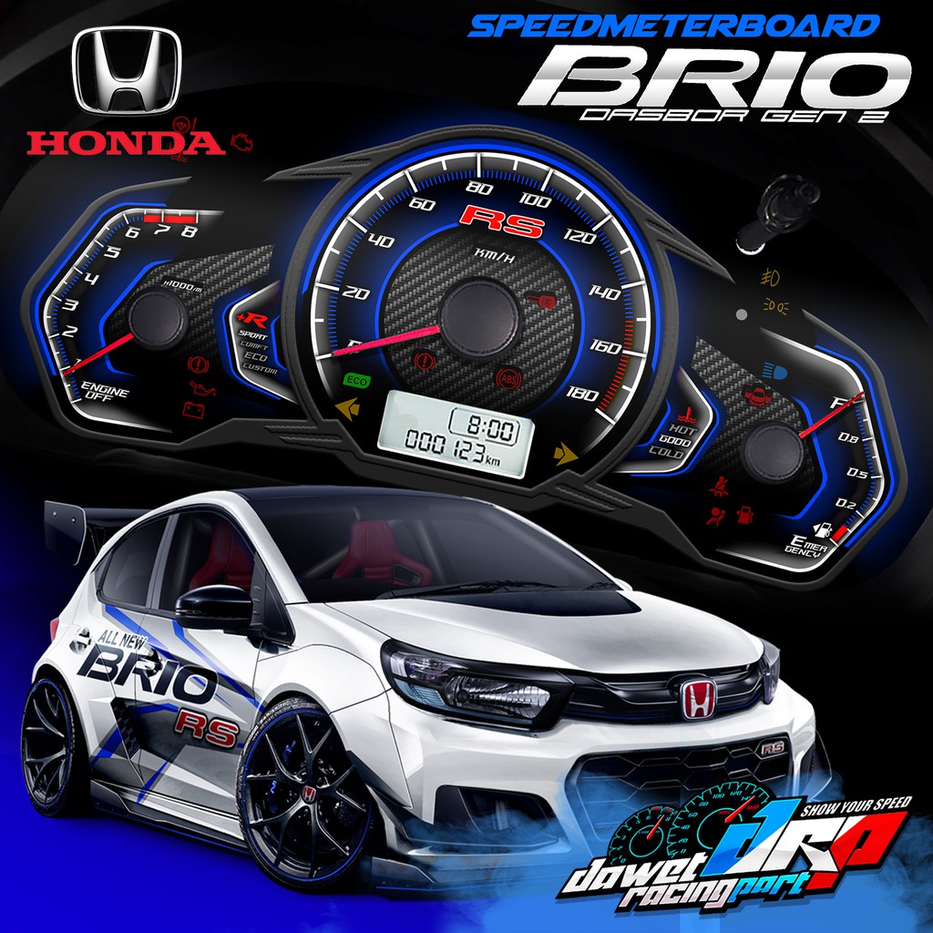 Jual SPEEDOMETER BRIO / BRIO RS / MOBILIO -- 3D CARBON model RS BLUE ...