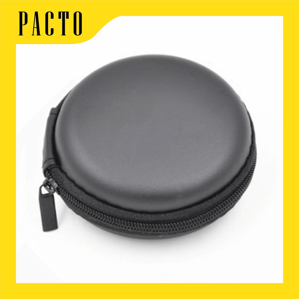 Jual EARPHONE CASE AND POUCH PU LEATHER SQUARE CARBON BLACK/ROUND BLACK ...