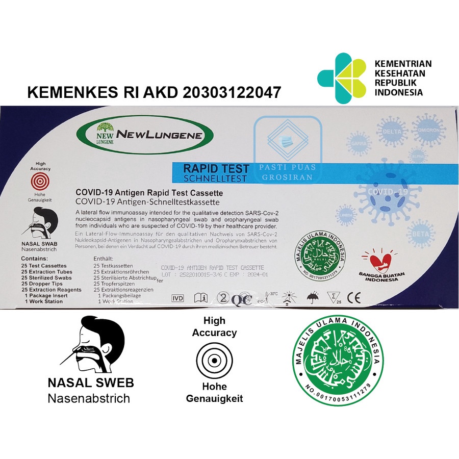 Jual Alat Test Swab Antigen NEW Clungene Lungene Biru AKD Kemenkes ...