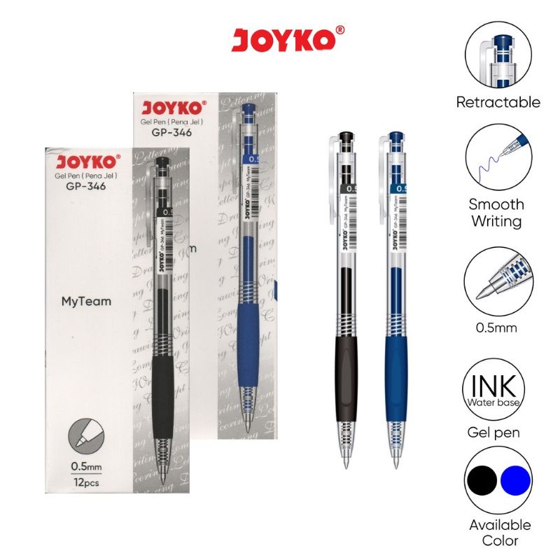 Jual 1 LSN / 12 PCS Gel Pen JOYKO GP-346 Pulpen Pena My Team 0.5 mm | Shopee Indonesia