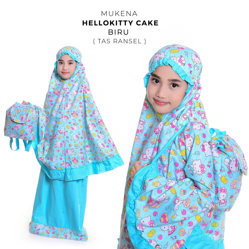 Jual Mukena Anak Katun HK Cake Biru ( Tas Ransel ) | Shopee Indonesia