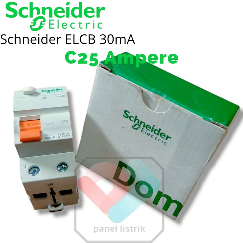 Jual ELCB / RCCB 2P-25A-30mA-AC / 2 Phase 25 Ampere DOMR01225 Schneider ...