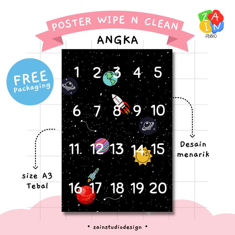 Jual POSTER ANAK BELAJAR - POSTER EDUKASI TK PAUD SERI ANGKA 03 ...