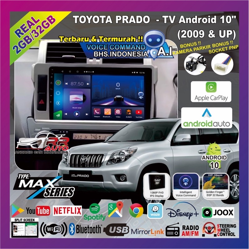 Jual Landcruiser Prado|headunit tape mobil Android 10,2/32gb,wifi ...