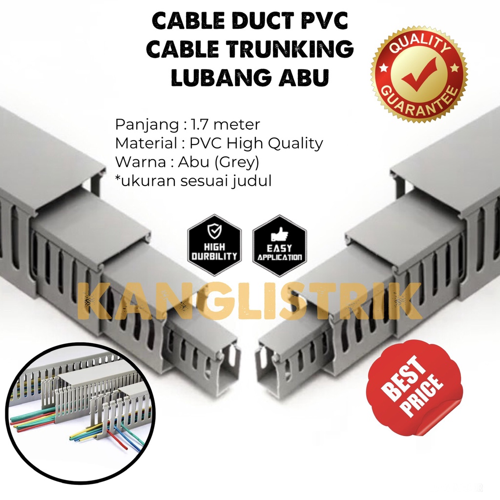 Jual KABEL DUCT KABEL DAK LUBANG 25x45 mm PVC ABU. | Shopee Indonesia