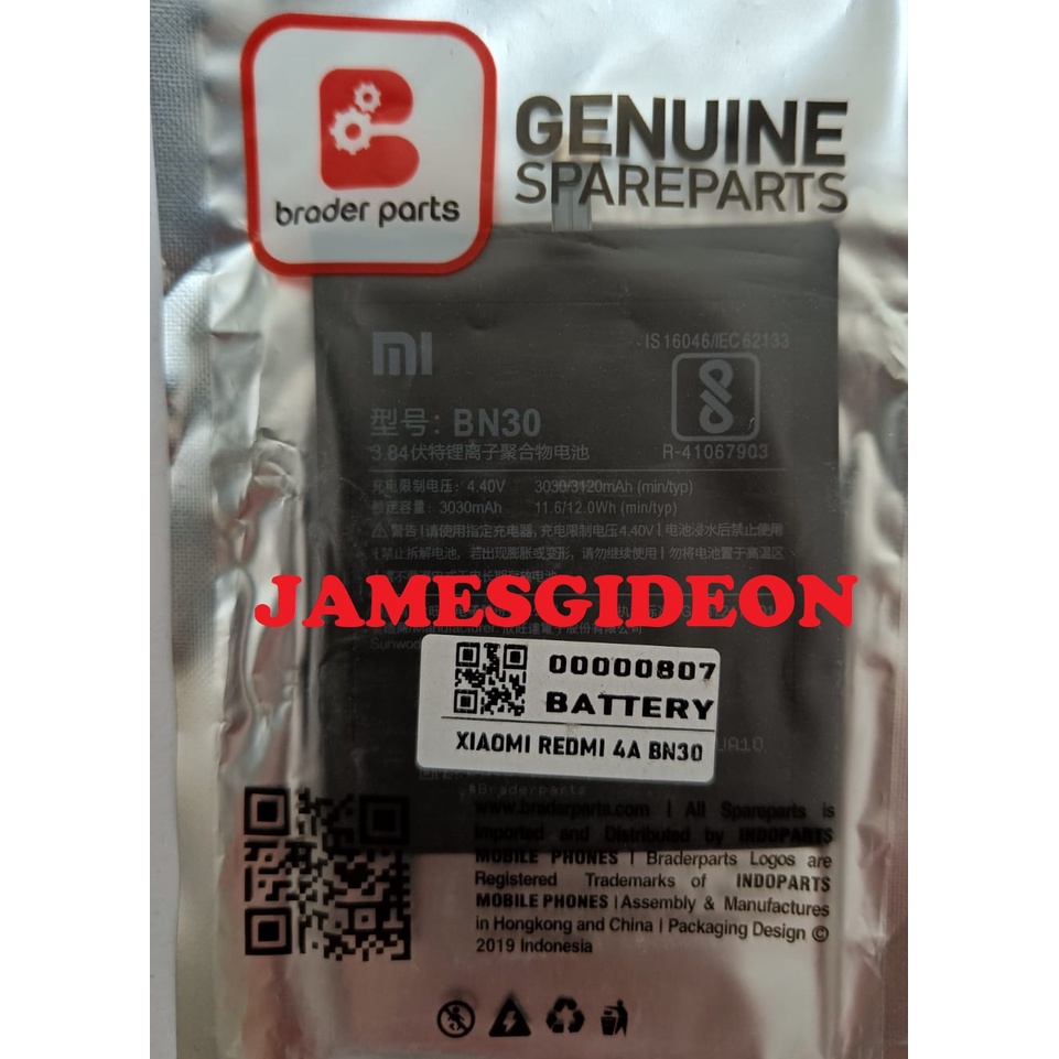 Jual Battery Baterai Batre Batrai Batt XIAOMI Redmi 4A BN30 BN 30 Mi 4A ...