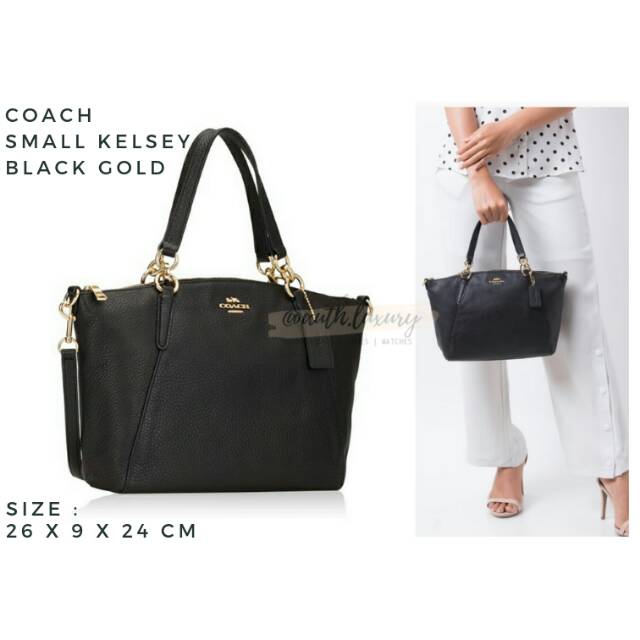 Jual Tas Coach Original - Coach Kelsey Small Black Gold Hw | Shopee ...