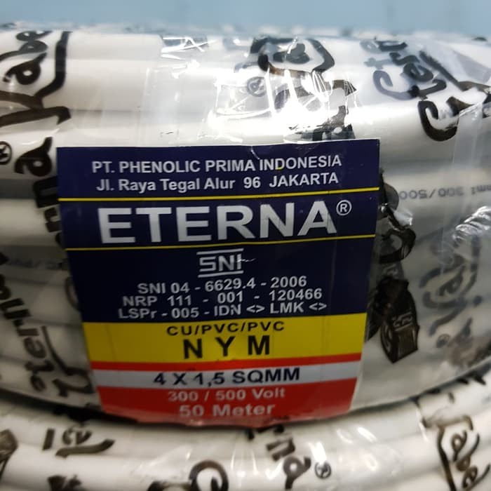 Jual Kabel Eterna NYM 4X1,5 @50m 4x1.5 putih tunggal kawat | Shopee Indonesia