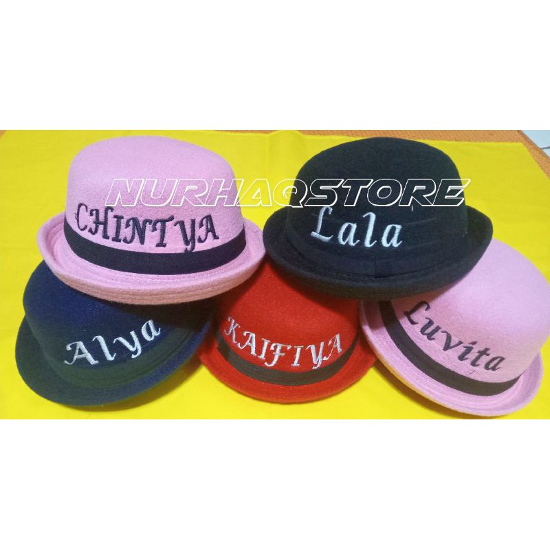 Jual Topi Caplin hat Bowler free BIKIN NAMA SENDIRI Dewasa Bordir ...